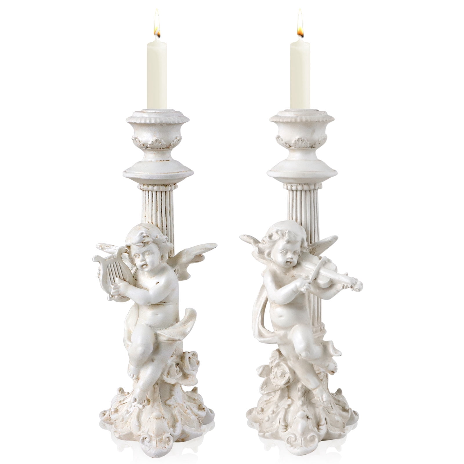 TONGPPUA Angel Candle Holder Set of 2, Thinking Angel Candlestick ...