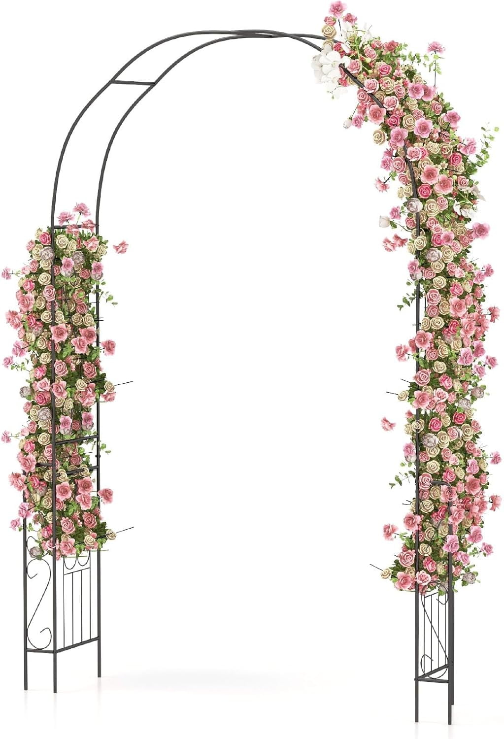 TONGW 7.9 FT Garden Arch Trellis, Heavy Duty Arbor Pergola, Metal Frame ...