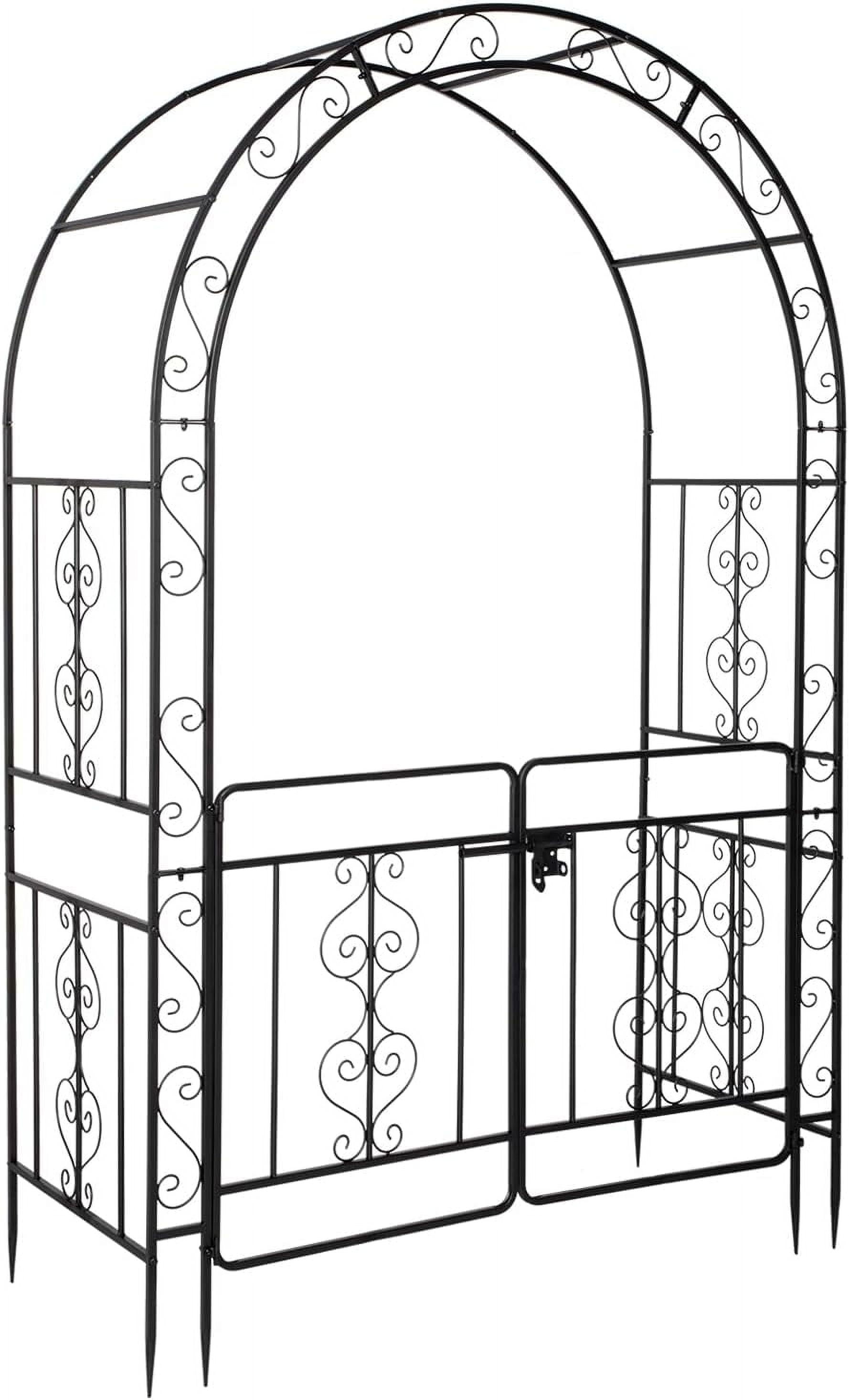 TONGW Metal Garden Arch with Double Gate Heavy-Duty Arbor Trellis ...