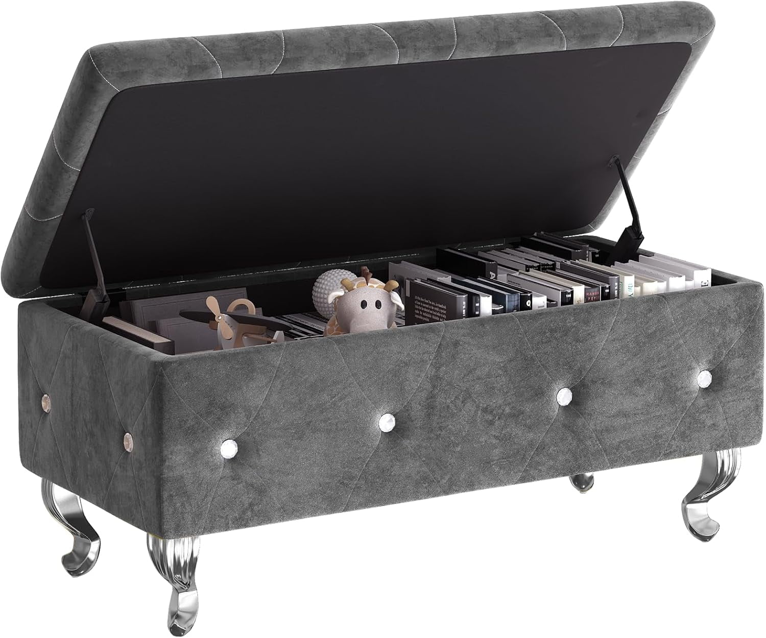 TONGW Storage Ottoman Bench for Bedroom, Upholstered Entryway Bench ...