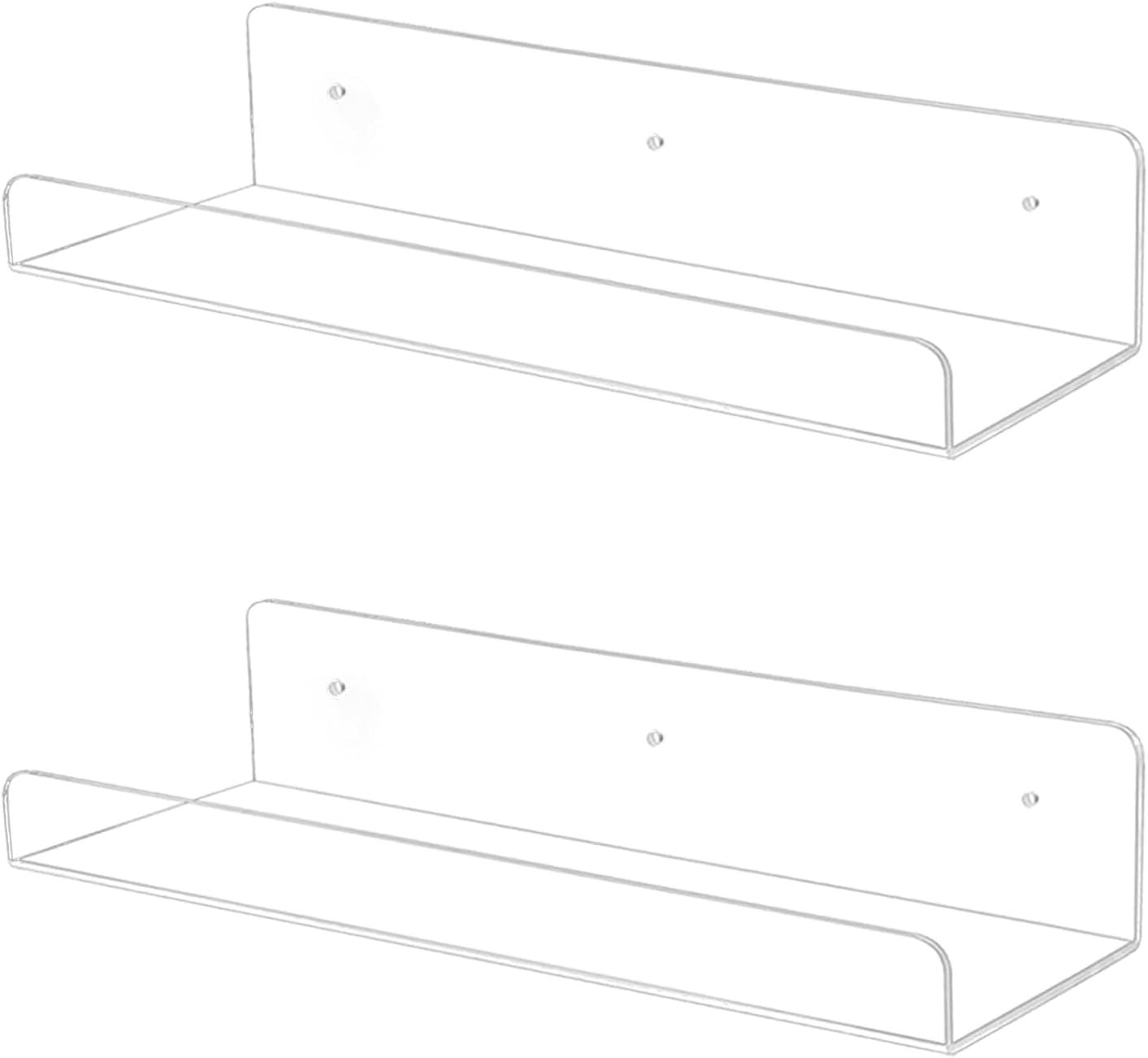 TONICE 2 Pack Acrylic Shelves for Wall 15in Floating Shelf Wall Mounted ...