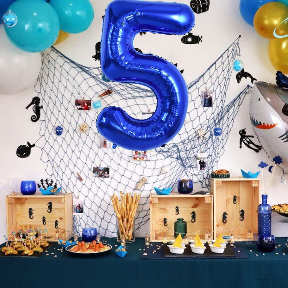TONIFUL 40 Inch AJH3 Navy Blue Number 5 Balloon Mylar Large Size Dark ...