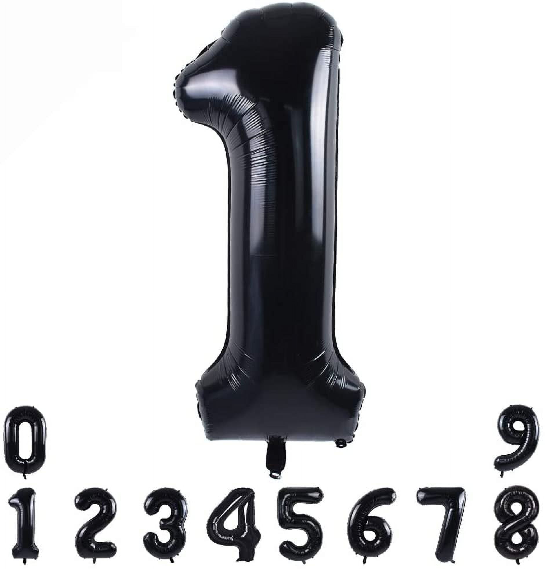 TONIFUL 40 inch Black Numbers Balloons Large Number 1 Digit 1 Helium ...