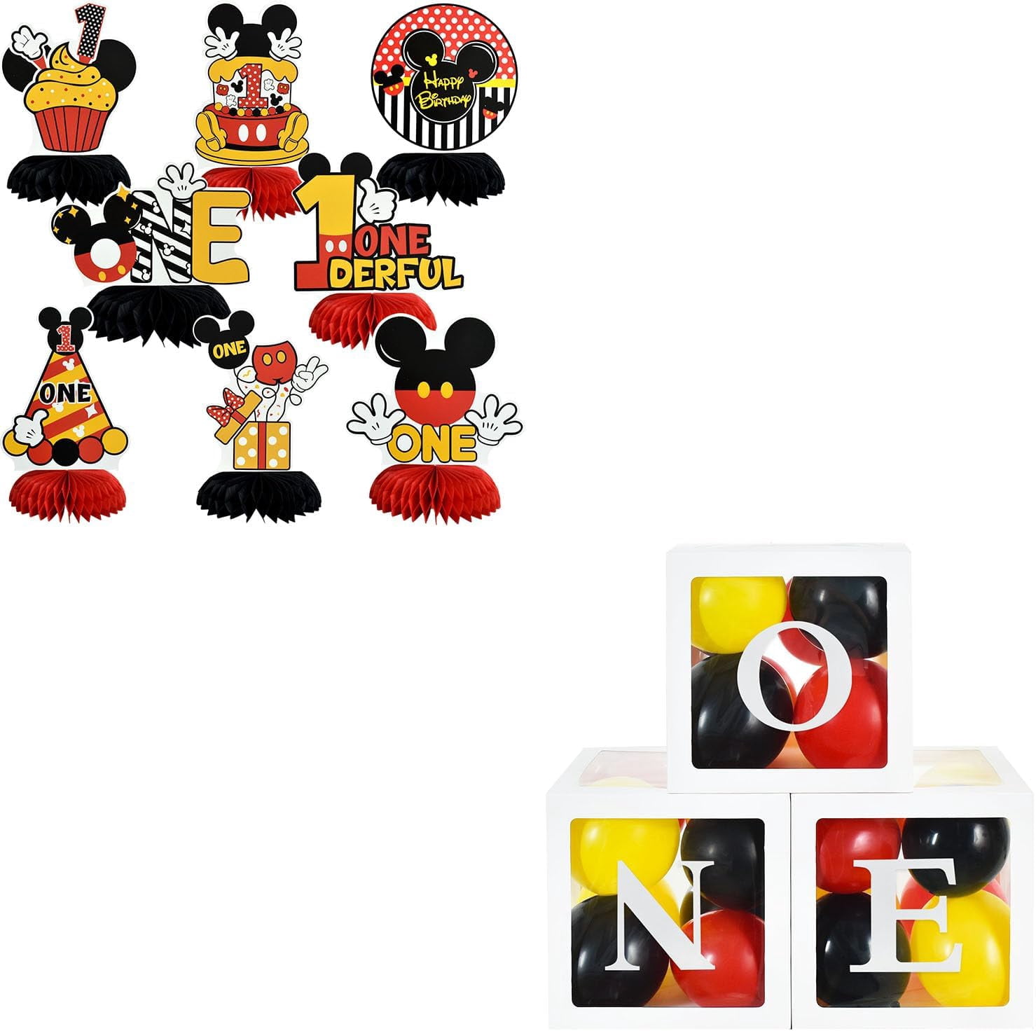 TONIFUL Mouse Theme 1st Birthday Party Decor Set - Honeycomb ...