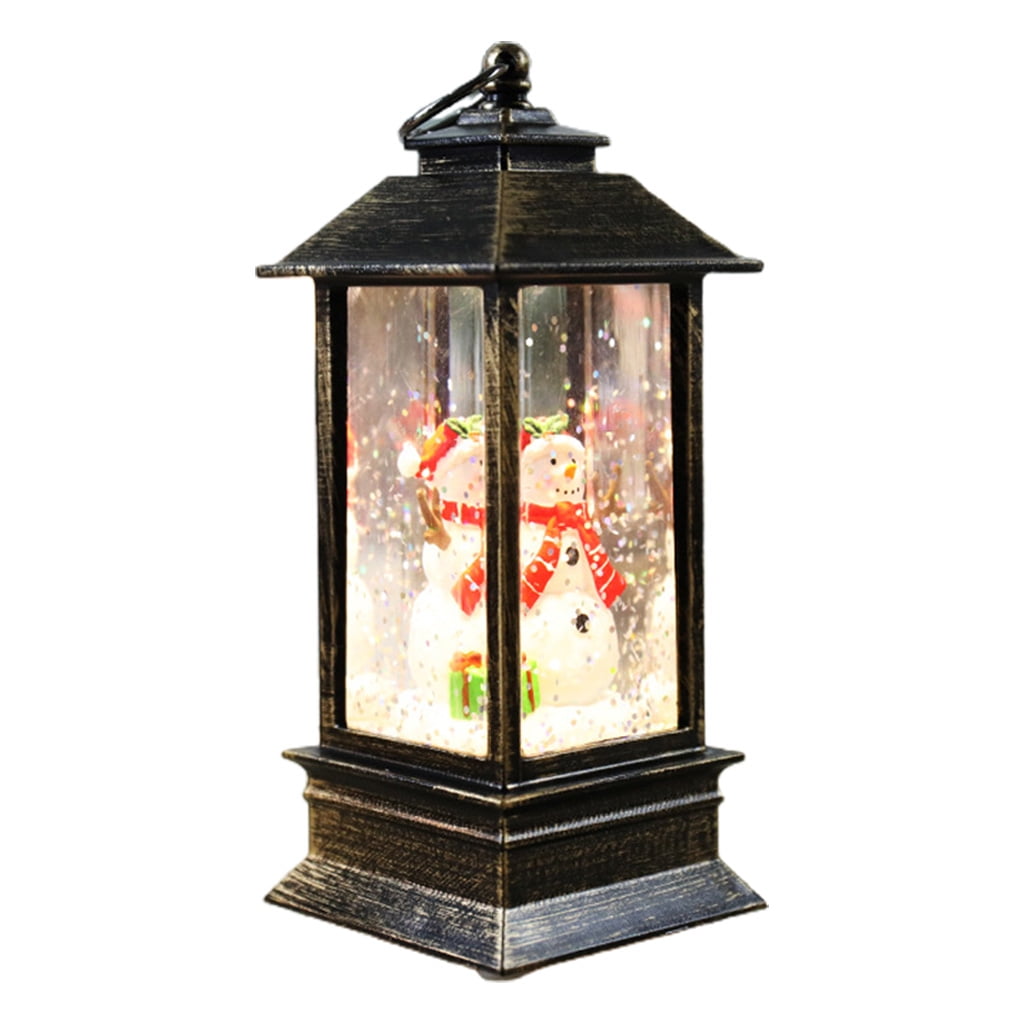 TONKBEEY LED XMAS Snow Globe Lantern, Santa Snowman Night Lamp, Battery ...