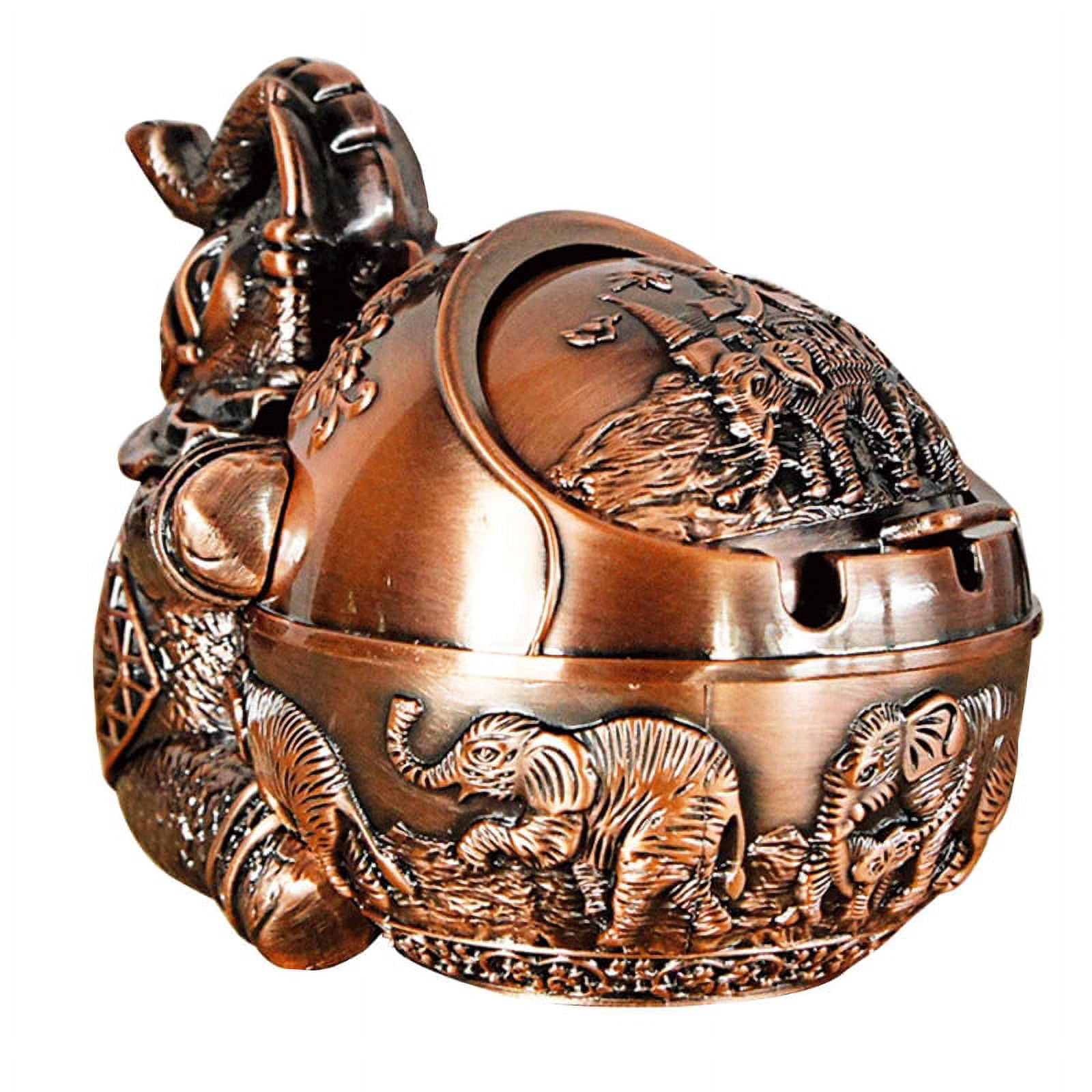 TONKBEEY Vintage Elephant Decorative Windproof Ashtray with Lid Metal ...