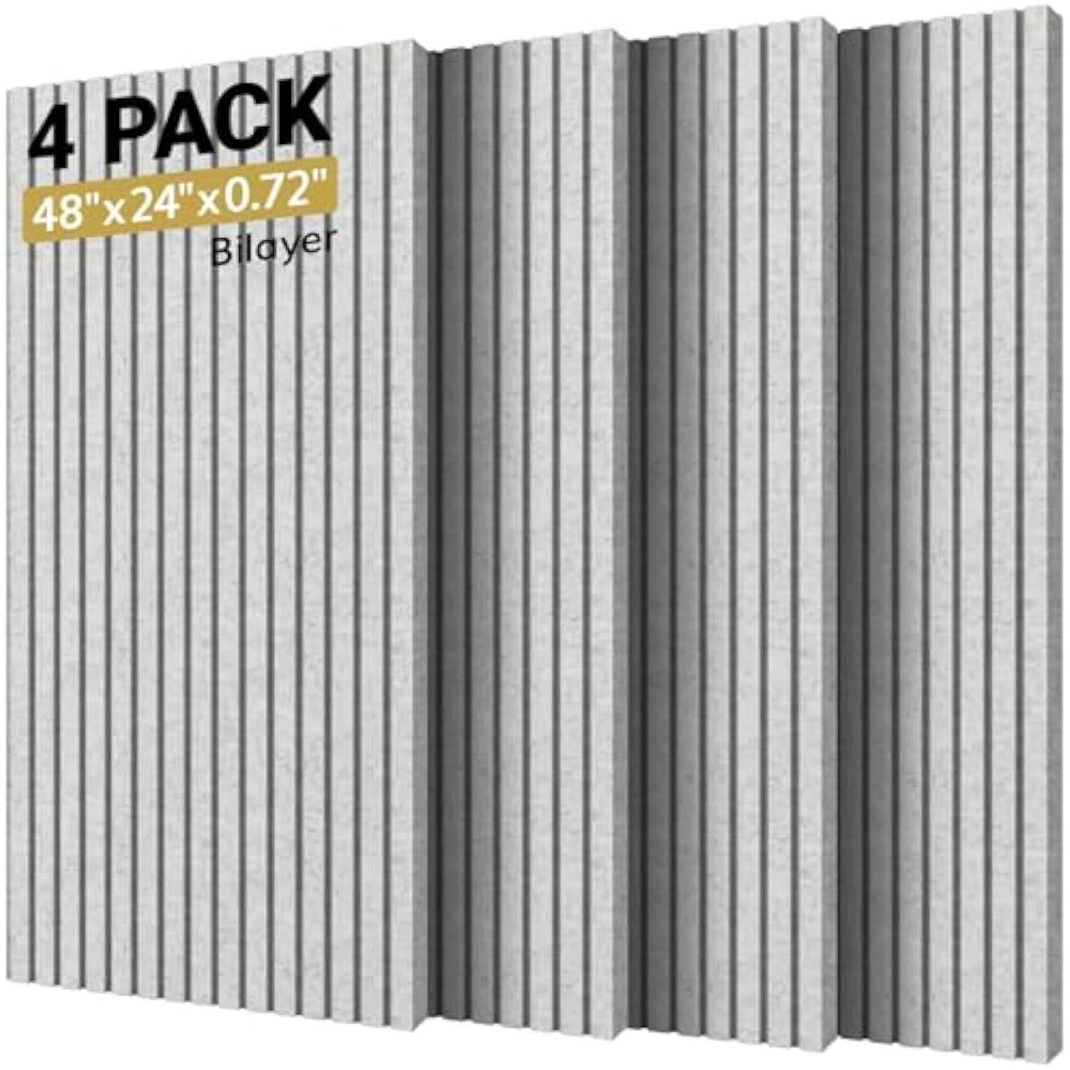 TONOR 4-Pack Bilayer Acoustic Panels Large Self-adhesive, 48” * 24” * 0 ...