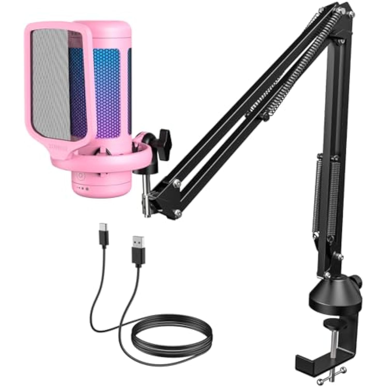 TONOR Gaming Microphone Arm Set, RGB Condenser Mic with Boom Arm, Quick ...
