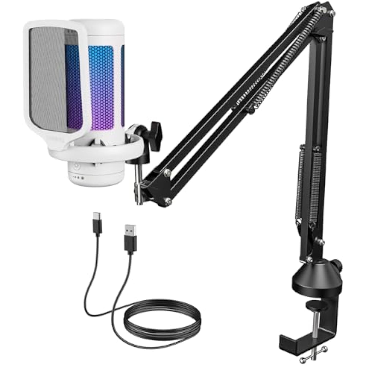 TONOR Gaming Microphone Arm Set, RGB Condenser Mic with Boom Arm, Quick ...