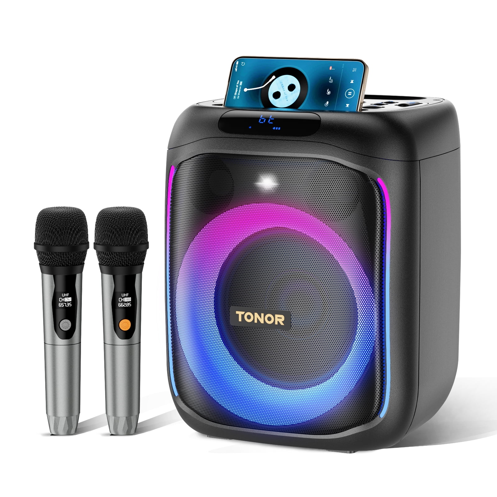 TONOR Portable Karaoke Machine with Recording Function & 2 Cordless ...