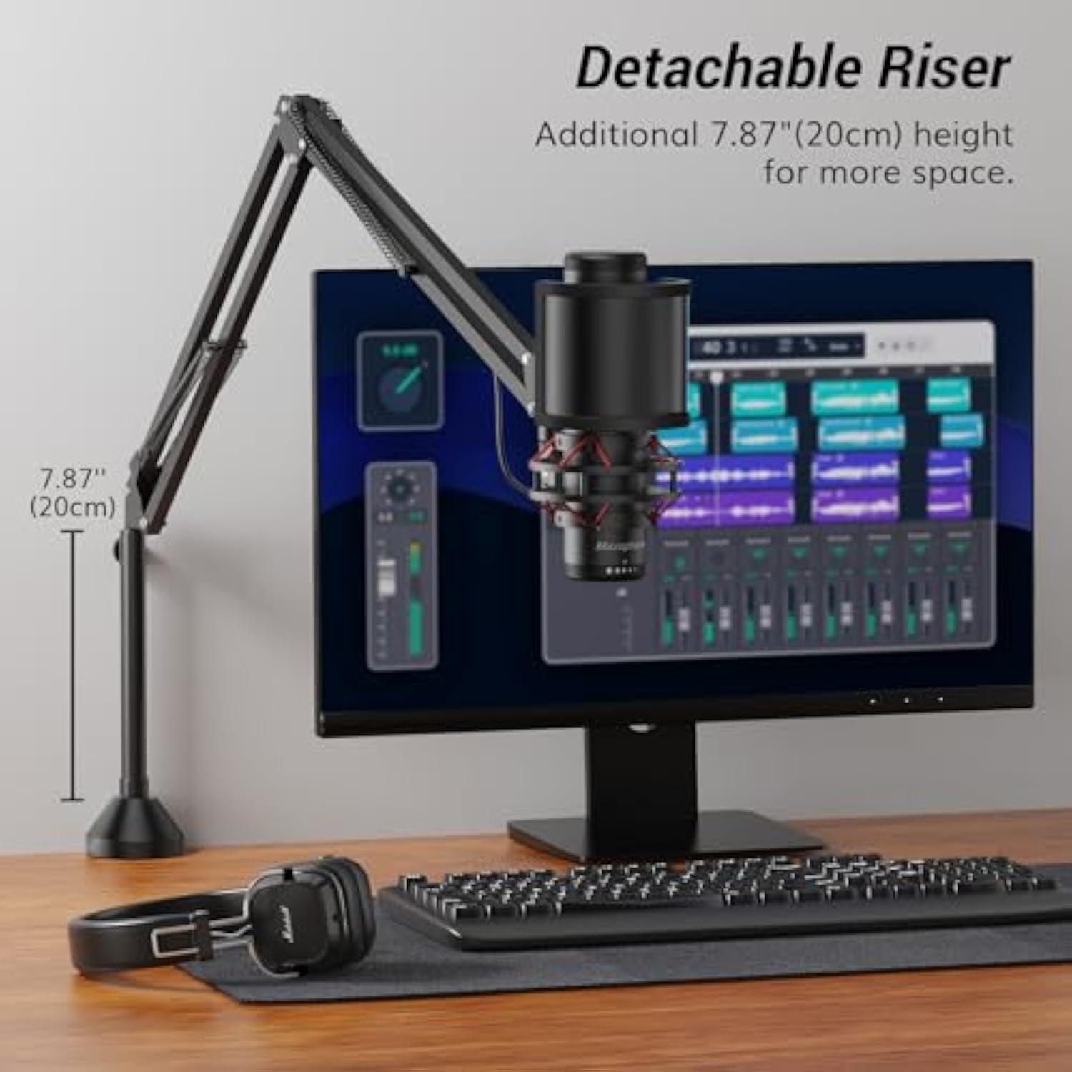 TONOR Microphone Boom Arm with High Riser, Adjustable Mic Stand, Arm ...