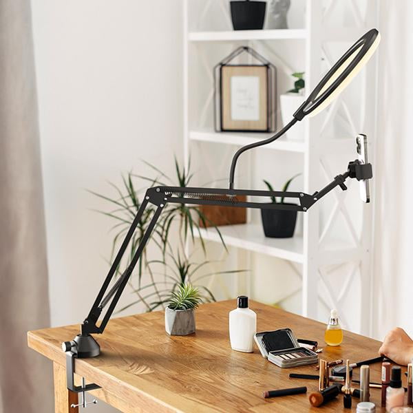 TONOR Overhead Ring Light Kit, 10" Ringlight with Heayy Duty Boom Arm ...