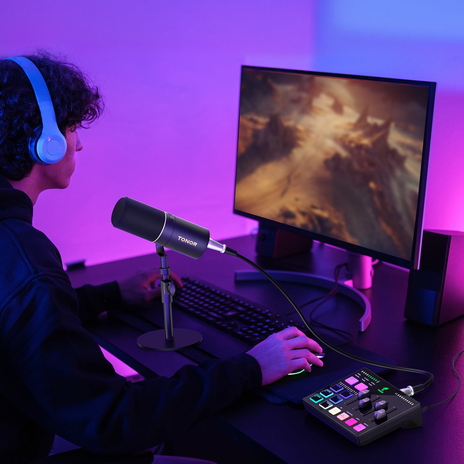 TONOR Podcast Equipment Bundle, Gaming Audio Interface and XLR Dynamic ...