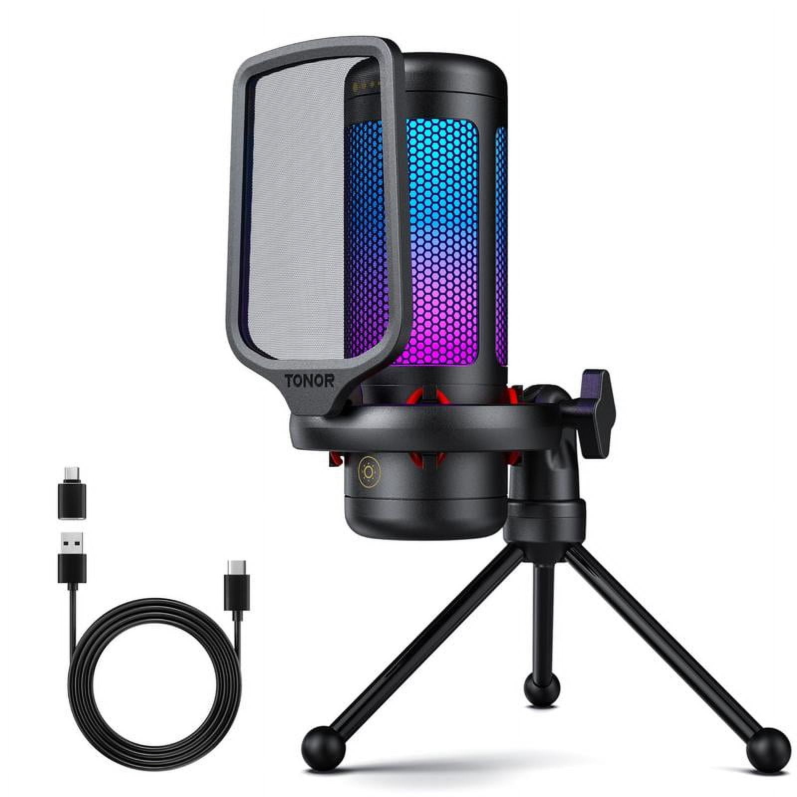 TONOR TC310 Gaming USB Microphone Set with Boom Arm, RGB Lighting, Pop ...