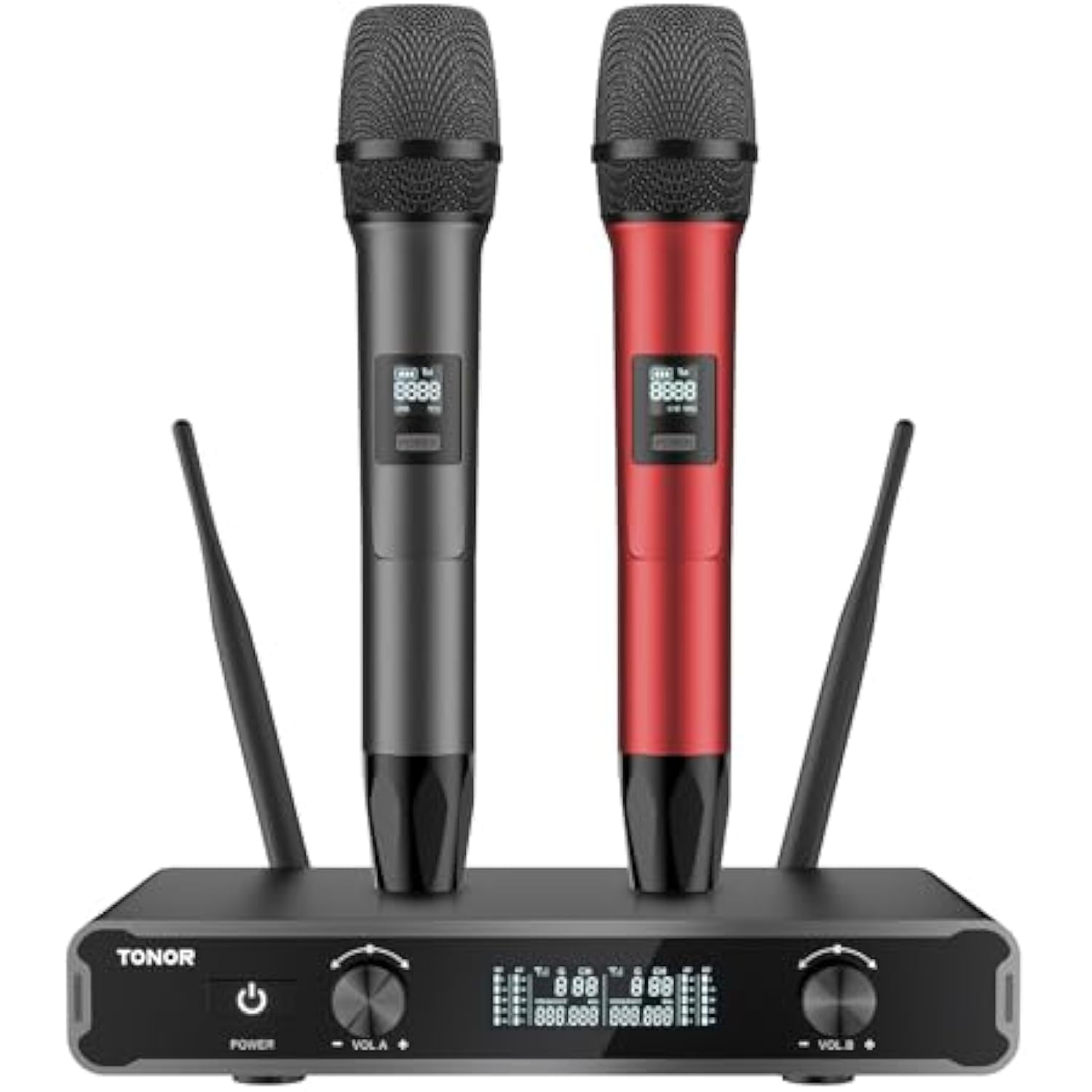 TONOR Wireless Microphone Systems, Dual 2x15 adjustbale UHF Channels ...