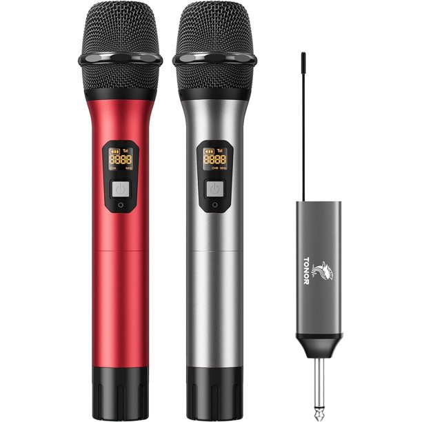 TONOR Wireless Microphone, UHF Dual Cordless Metal Dynamic Mic System ...