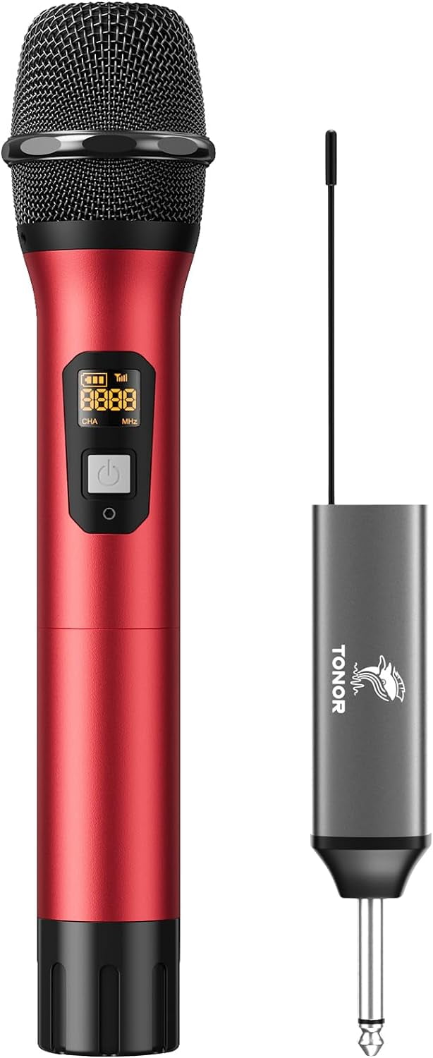 TONOR Wireless Microphones, Dual UHF Metal Cordless Mics with ...