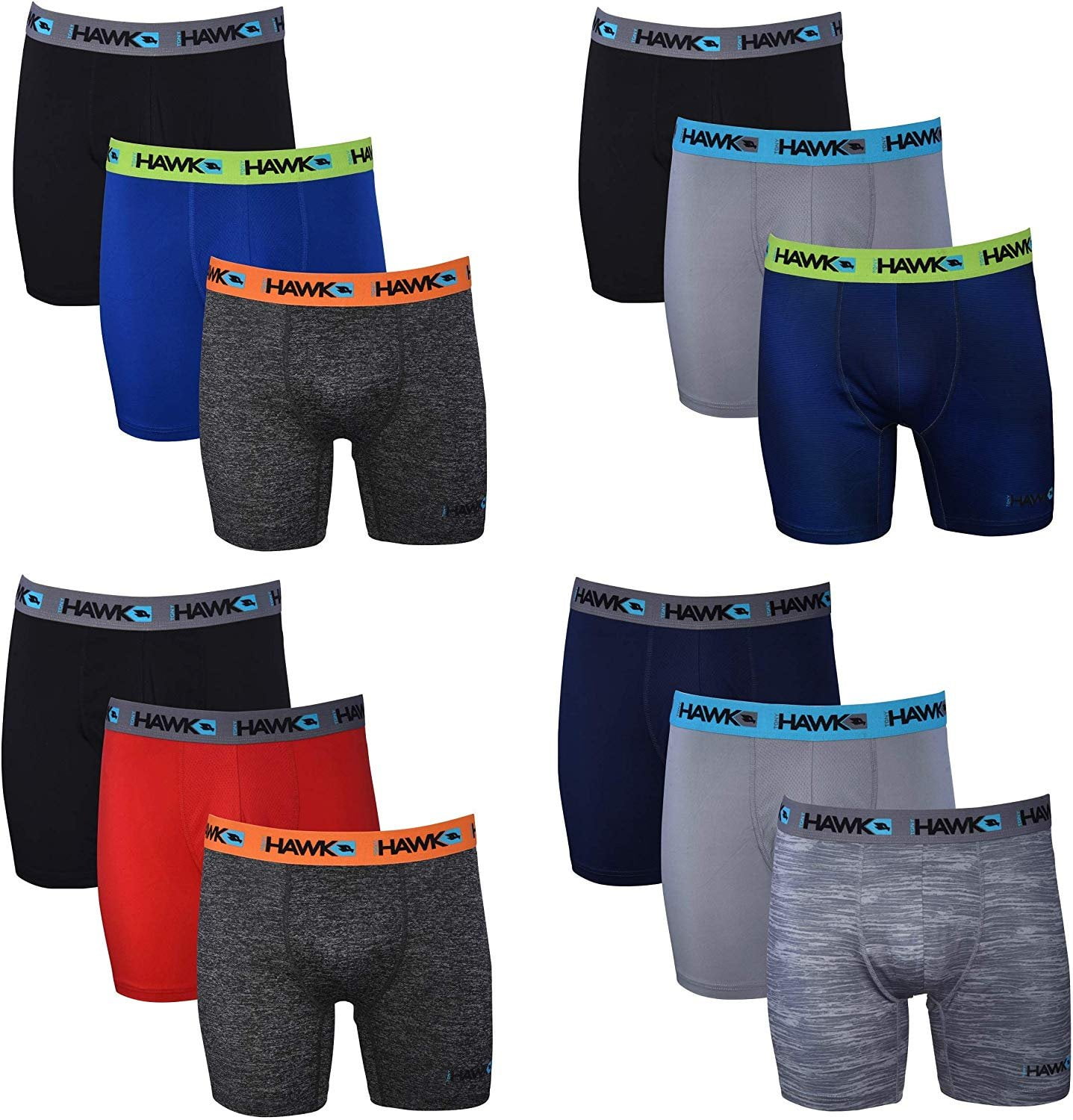 TONY HAWK Mens Training Performance Boxer Briefs - 12-Pack Athletic Fit ...