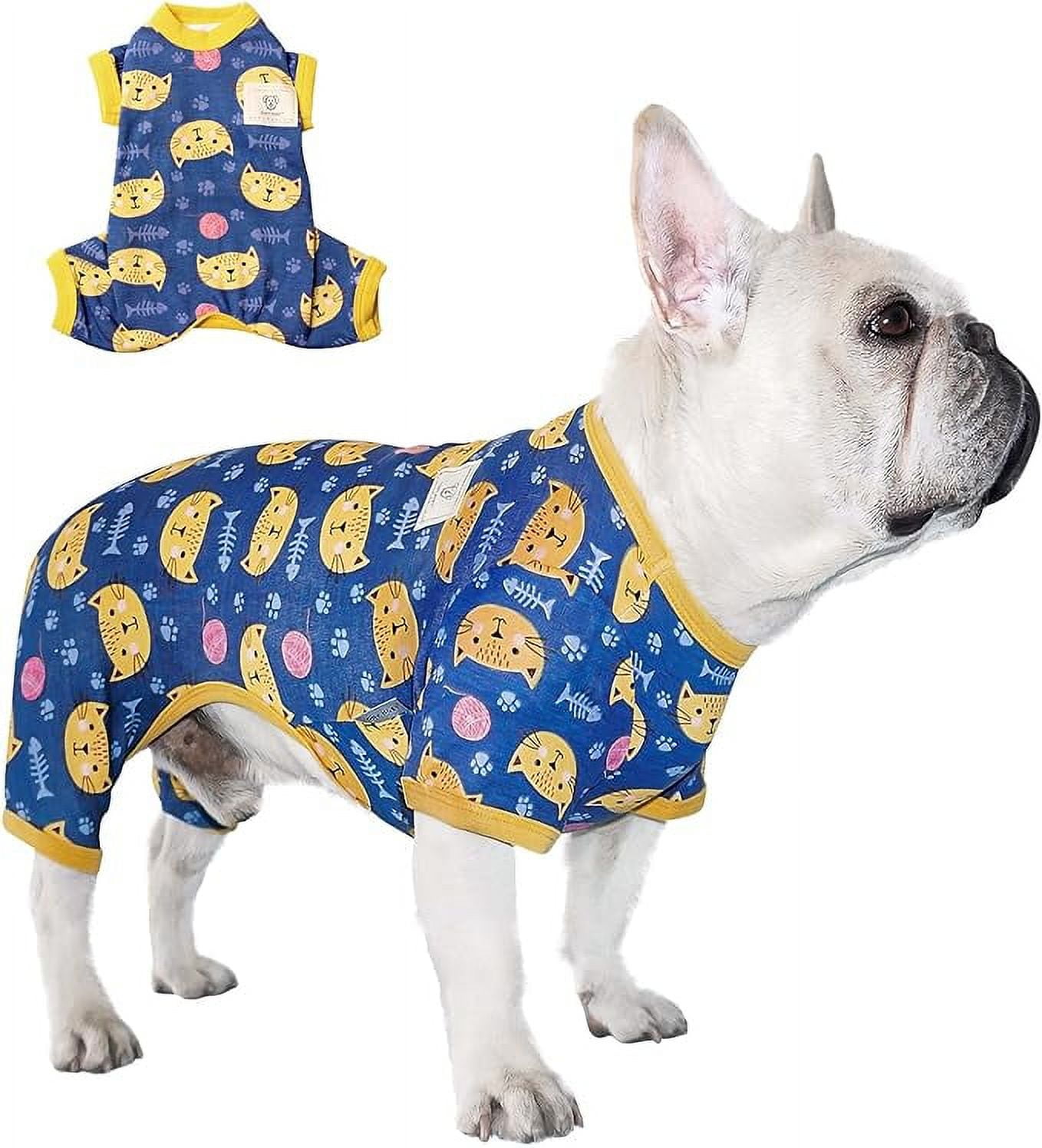 TONY HOBY Dog Pajamas, Dog Onesies with Cute Big Face Cat, Pet Jumpsuit ...