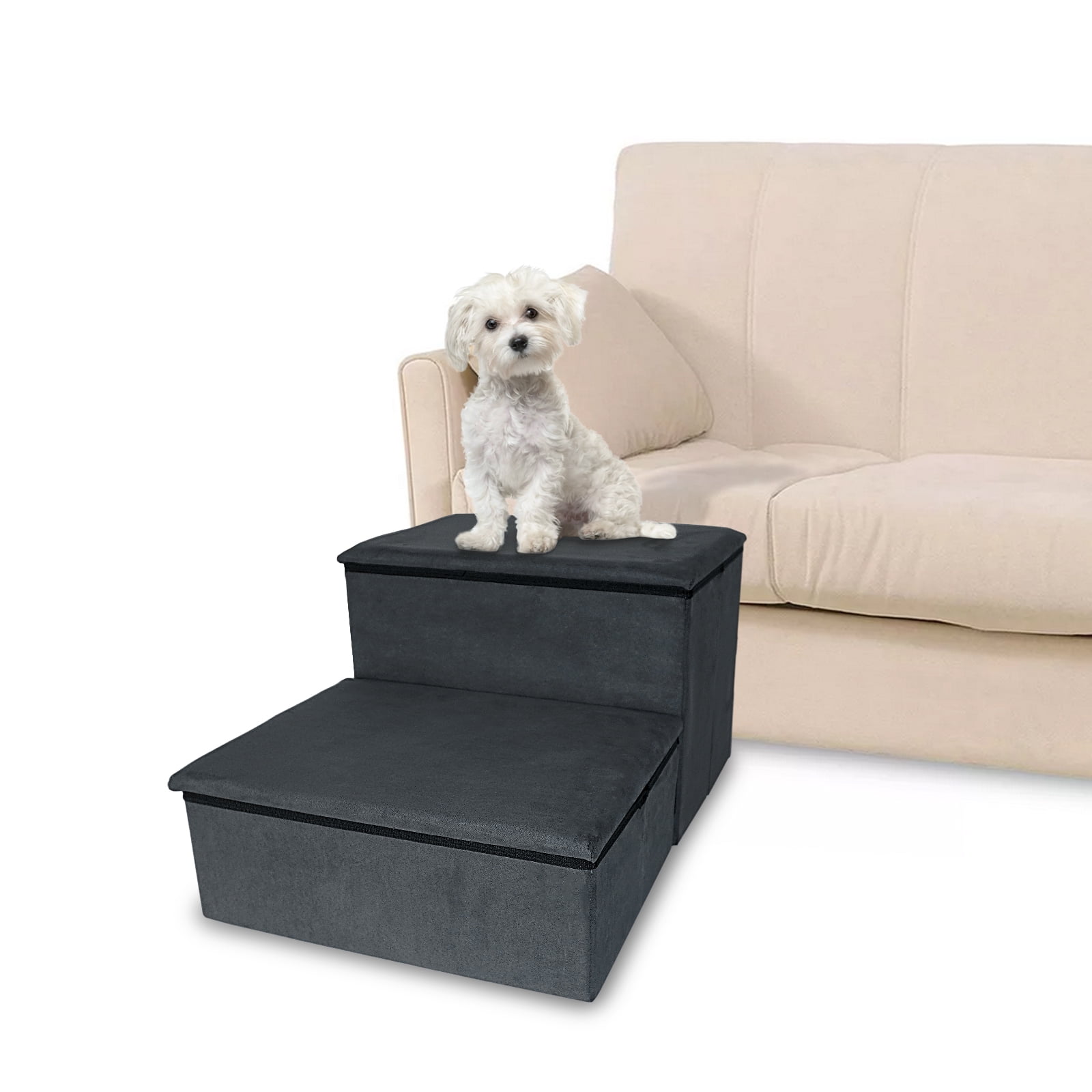 TONY HOBY Dog Stairs Steps, Foldable Dog Stairs/Steps with Storage, 2 ...