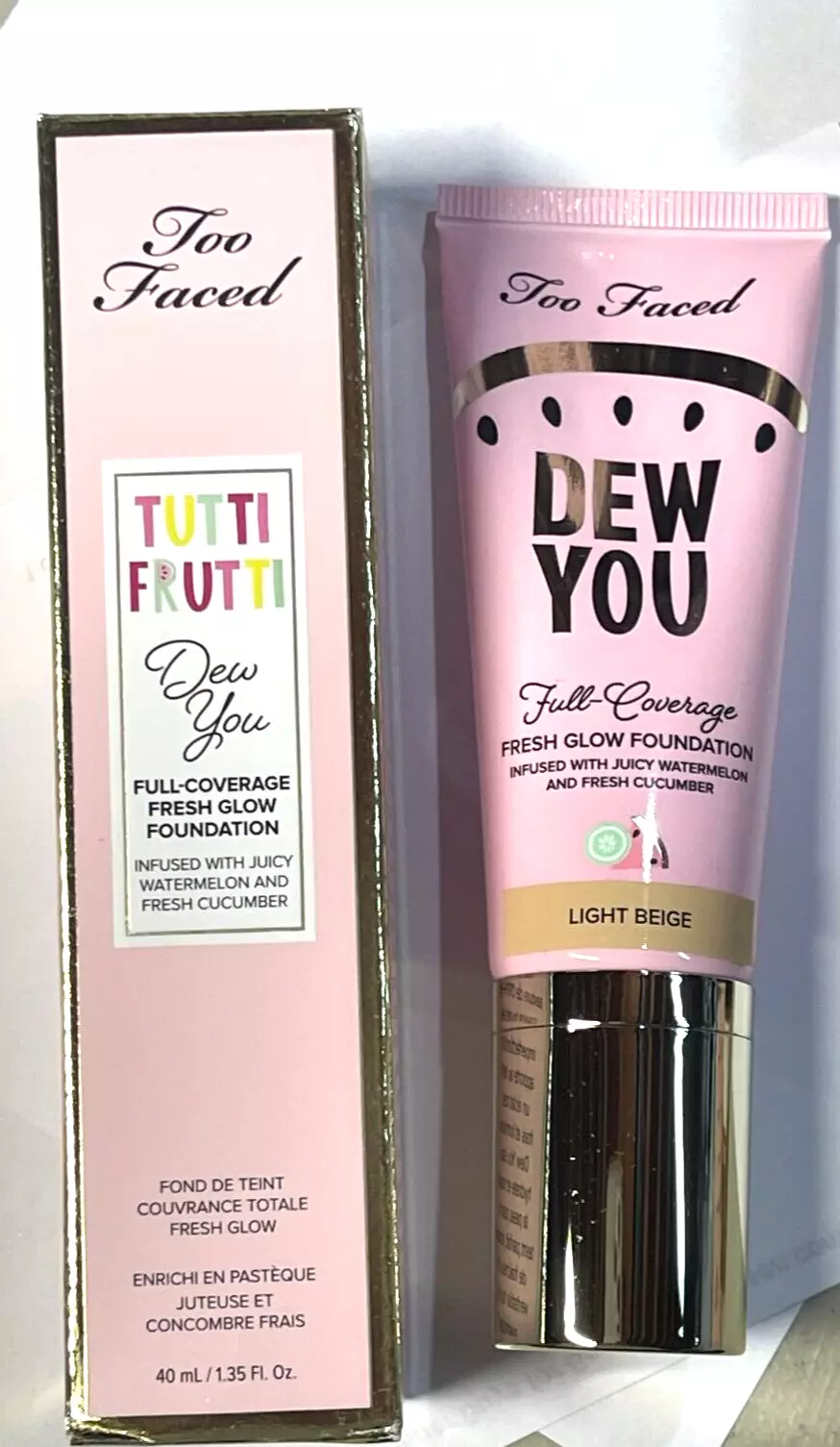 TOO FACED Tutti Frutti Dew You Fresh Glow Foundation in Light Beige- 1. ...