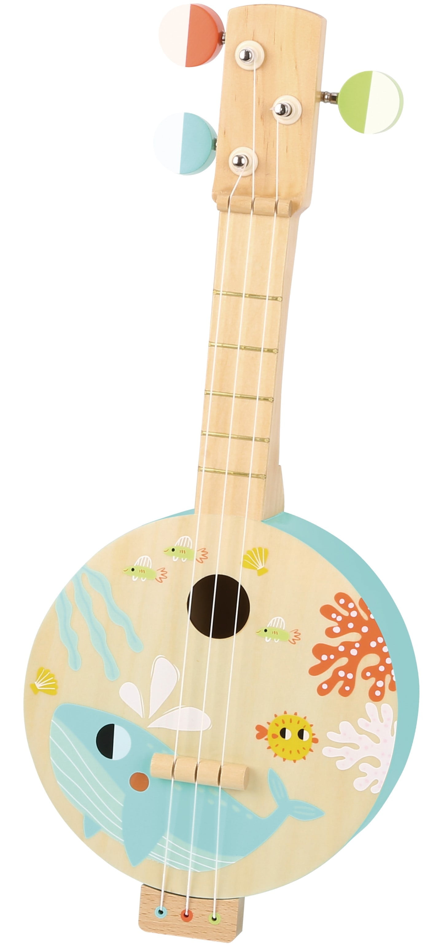 TOOKYLAND 3-String Wooden Banjo Toy - Mini Guitar Pretend Musical ...