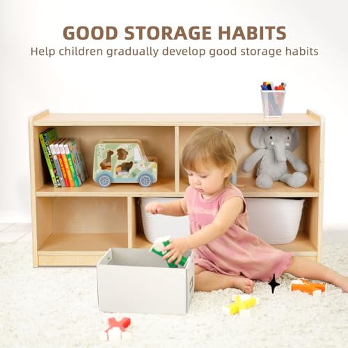 TOOKYLAND 5-Compartment Wooden Storage Cabinet, 2-Shelf Montessori ...