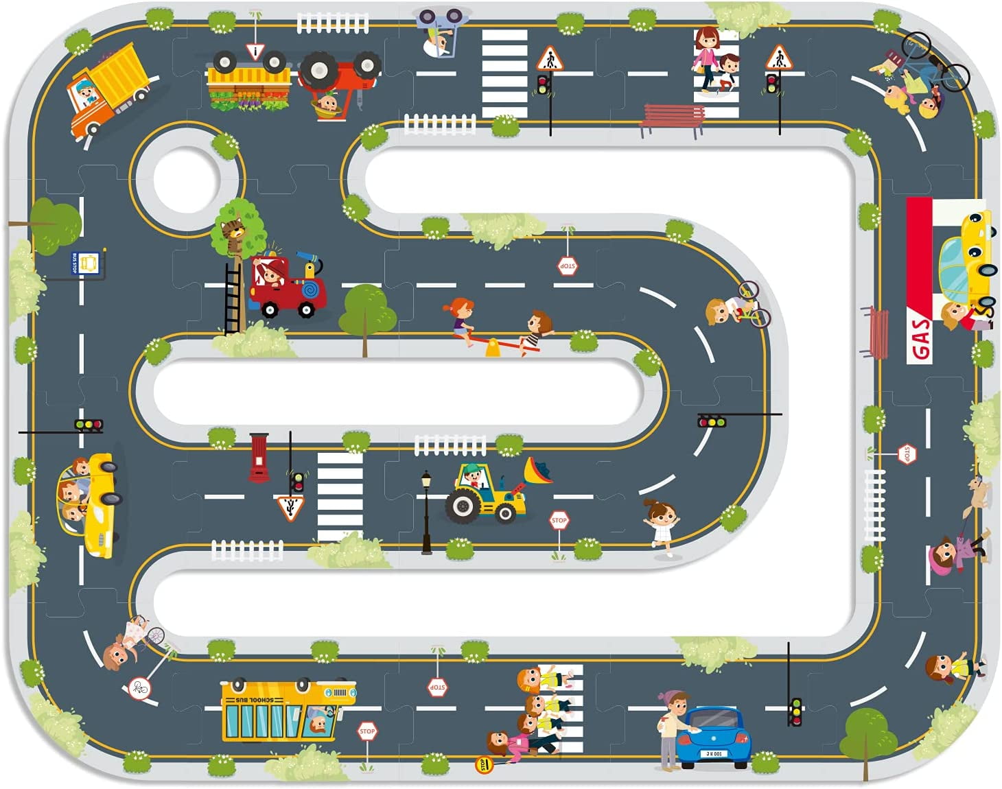 TOOKYLAND City Roads Floor Puzzle - 21pcs - Interactive Street Jigsaw ...