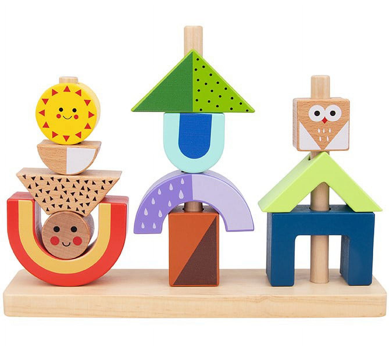 TOOKYLAND Day and Night Stacker - 14pcs - Wooden Stacking Game with ...