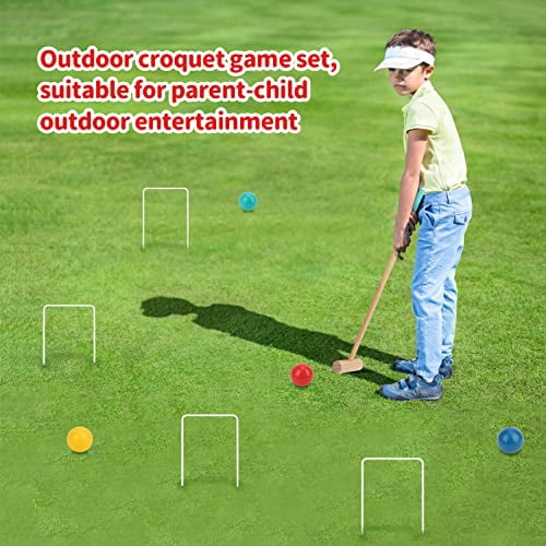 TOOKYLAND Kids Wooden Croquet Set - 17pcs - 4 Player Game Set with ...