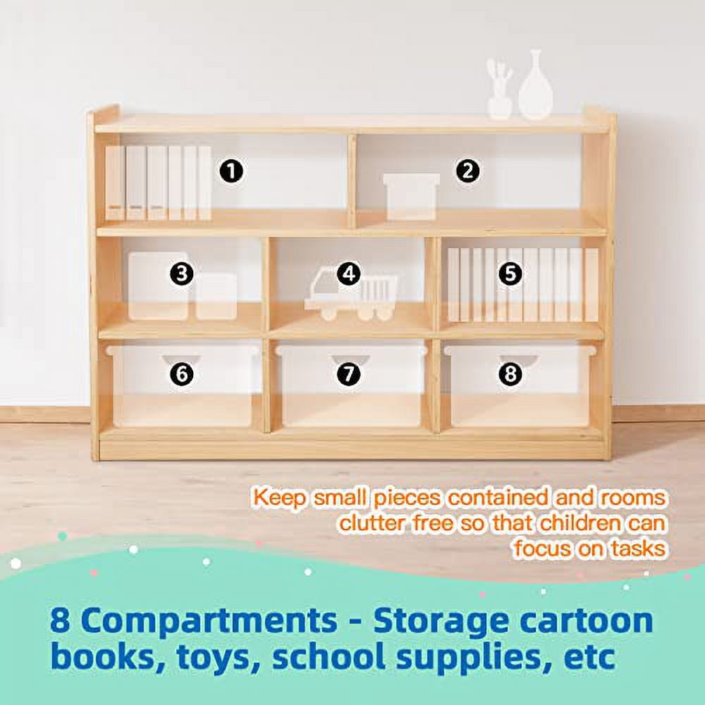 TOOKYLAND Montessori Shelf 8-Section Wood Storage Cabinet, Montessori ...