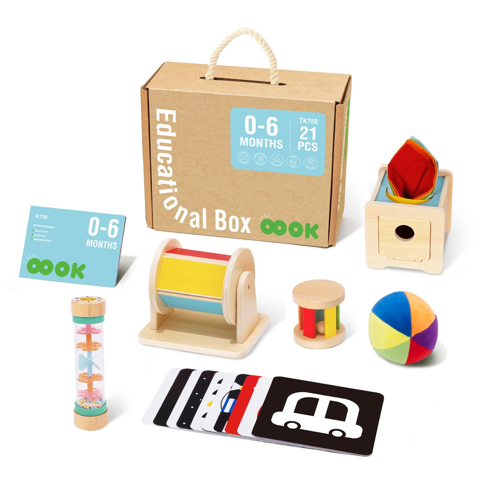 TOOKYLAND Montessori Toys for Babies 0-6 Months, 6 in 1 Learning ...
