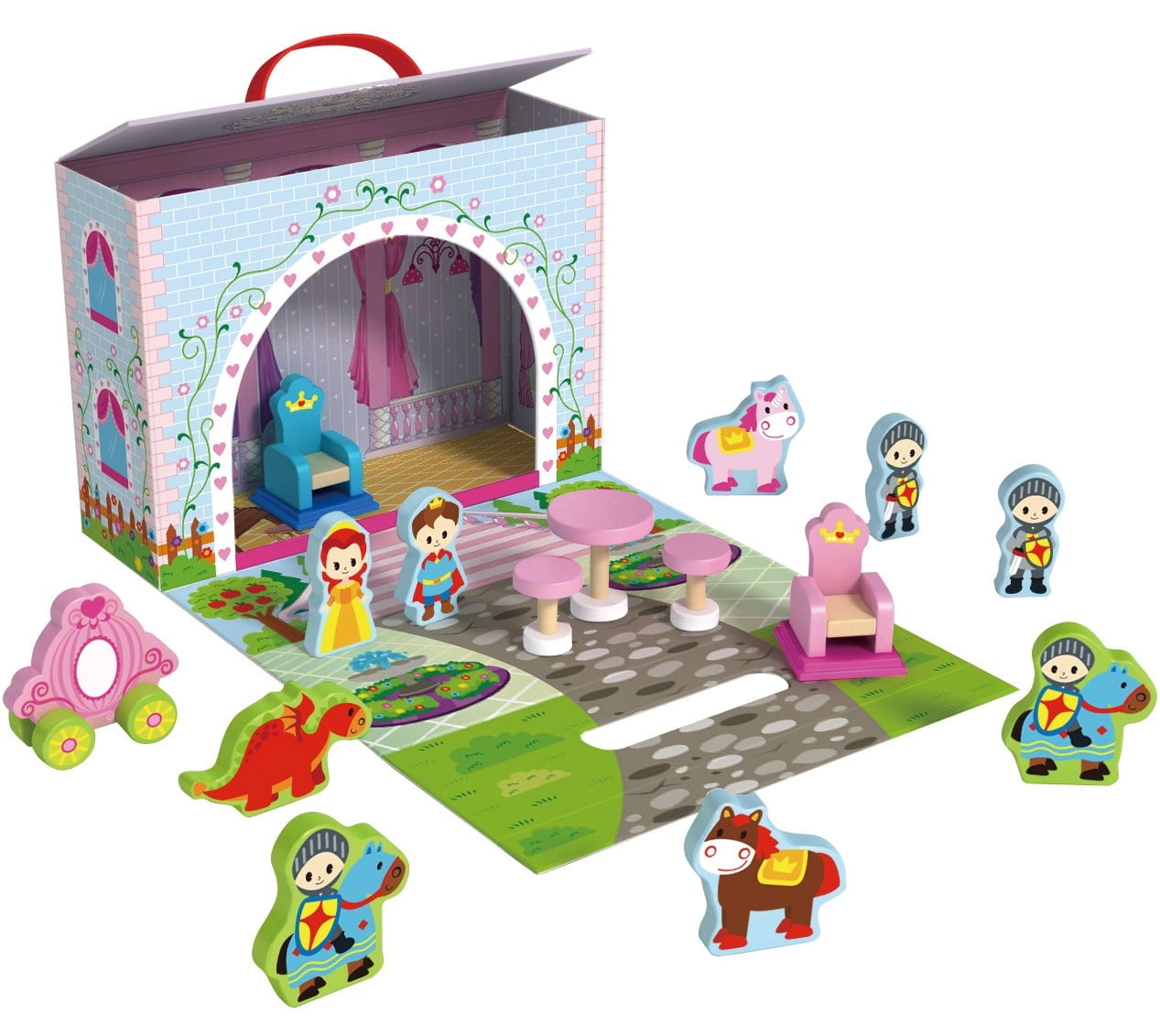 TOOKYLAND Playset in a Box - Portable Toy Set with Wooden Figurines and ...