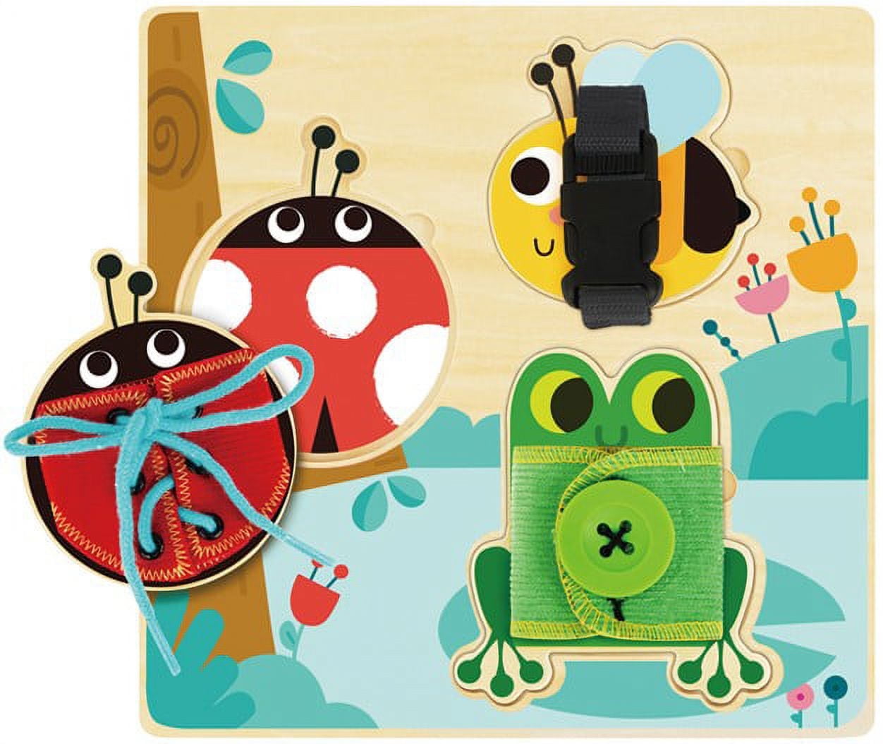 TOOKYLAND Wooden Basic Skills Board - 5pcs - Learn to Lace, Tie, Snap ...