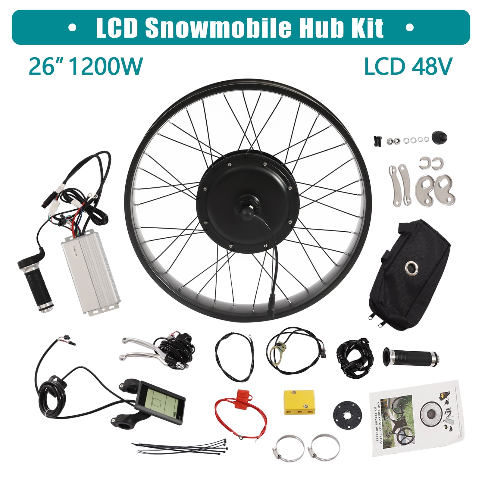 TOOL1SHOoo 1200W Electric Bicycle Motor Kit，26" Fat Rear Wheel Electric ...