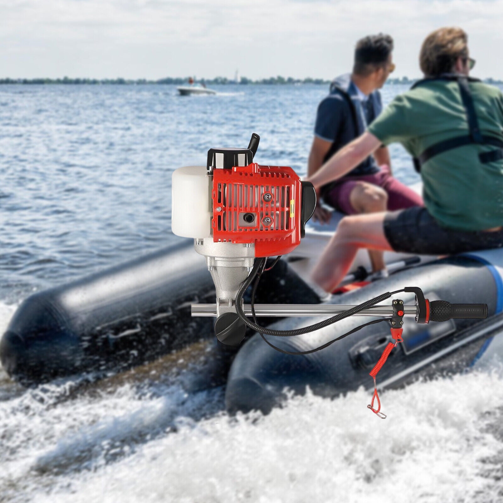 TOOL1SHOoo 2.3 HP 2-Stroke Outboard Boat Motor with Air Cooling System ...