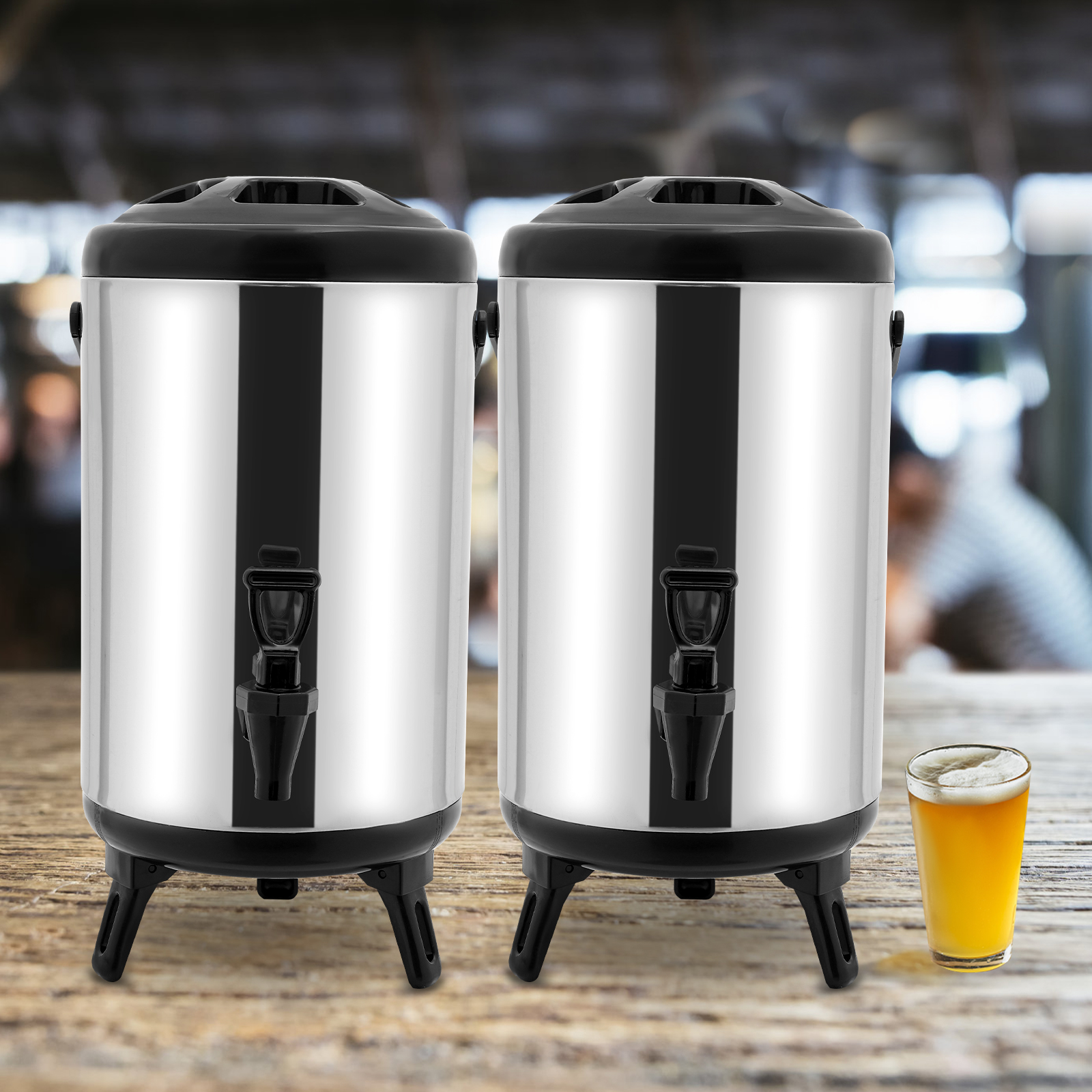 TOOL1SHOoo 2 Pcs 10L Stainless Steel Insulated Beverage Dispenser,Hot ...