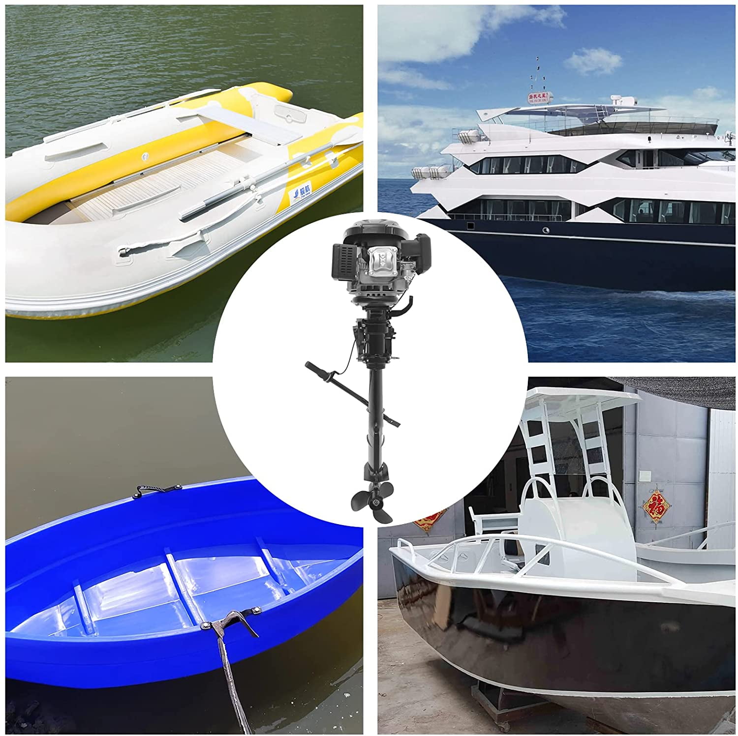 TOOL1SHOoo 2-Stroke 2.3HP Outboard Motor Fishing Boat Engine with CDI ...