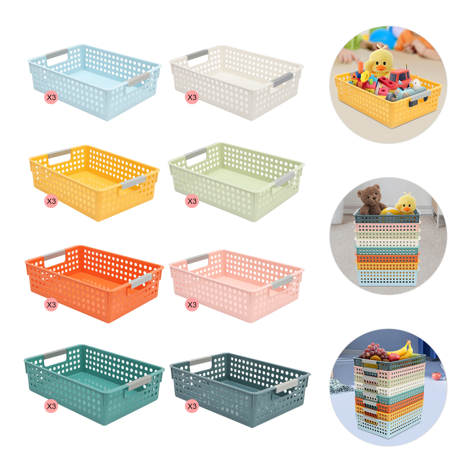TOOL1SHOoo 24 Pack Classroom Storage Baskets Colorful Classroom ...