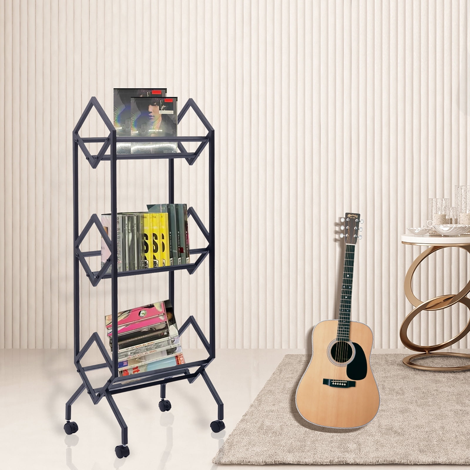 TOOL1SHOoo 3-Tier Mobile Vinyl Record Storage Rack for Album Magazine ...