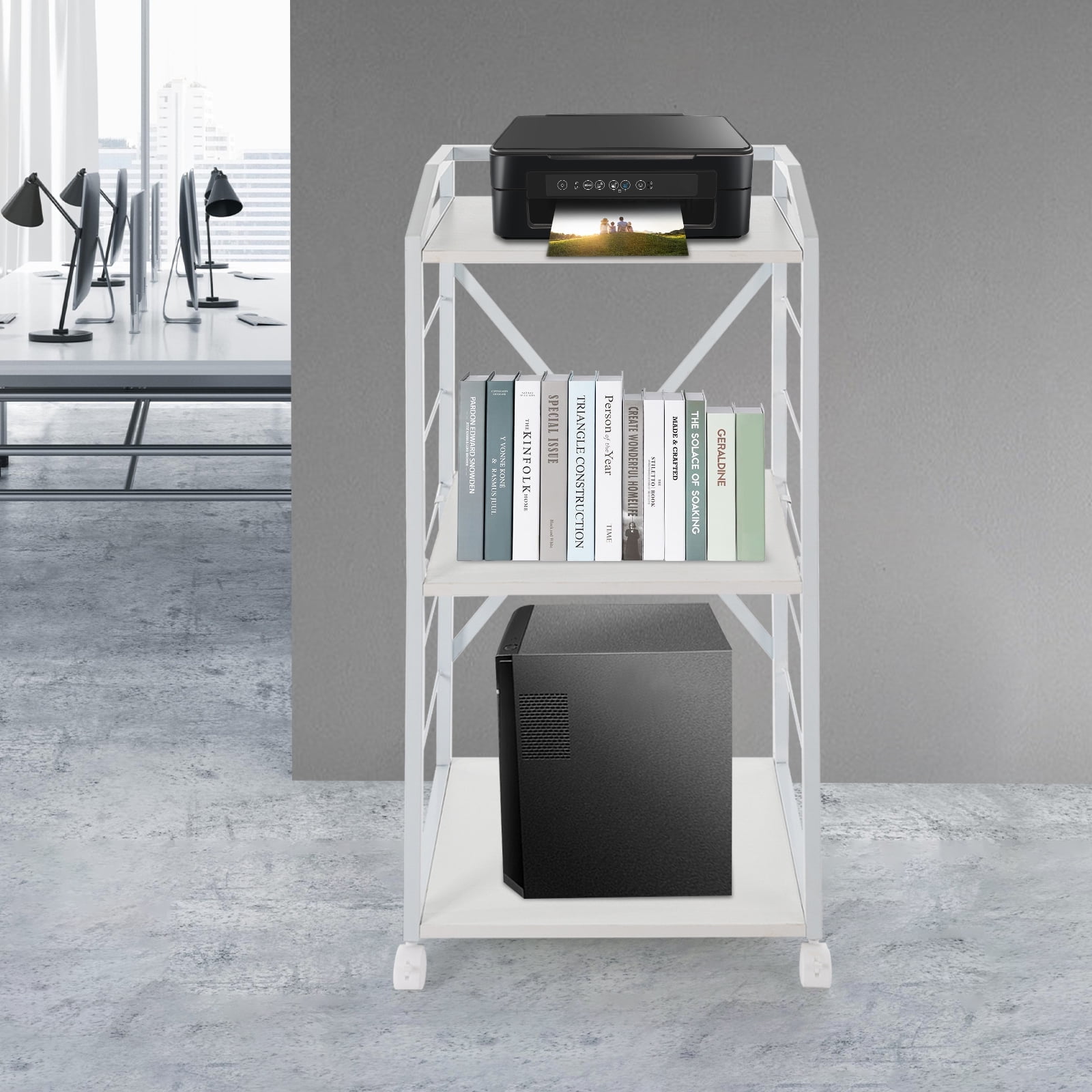 TOOL1SHOoo 3 Tier Printer Shelf with Wheels and Hooks,Mobile Machine ...