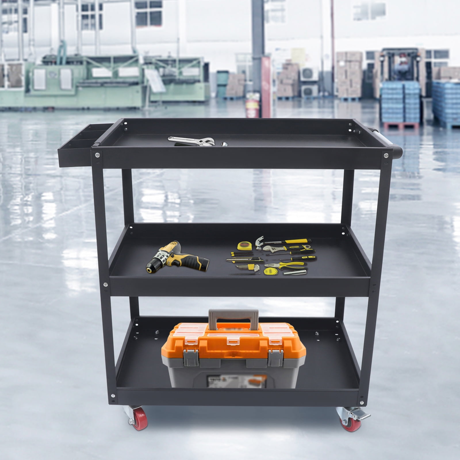 TOOL1SHOoo 3 Tier Rolling Tool Cart Industrial Service Cart Heavy Duty ...