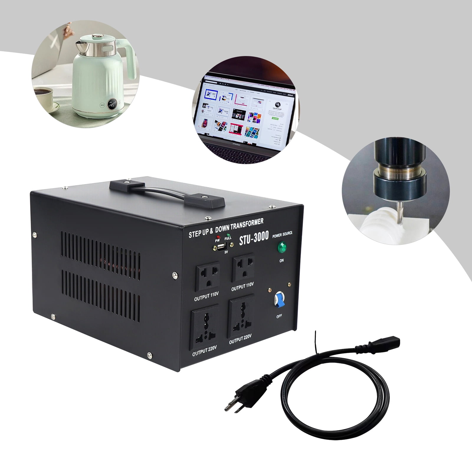 TOOL1SHOoo 3000 Watt Voltage Converter Power Transformer Step Up/Down ...