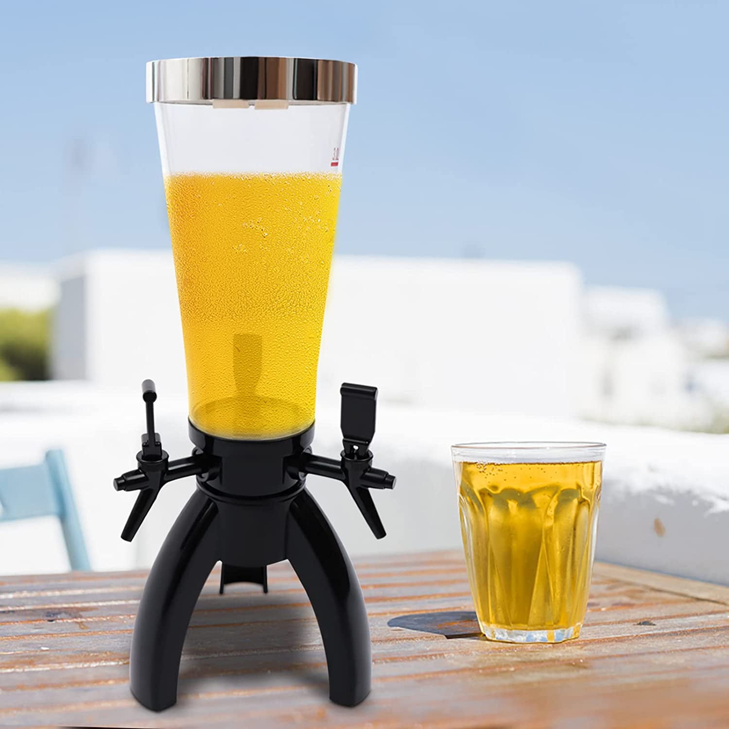 TOOL1SHOoo 3L Beer Tower Dispenser, Drink Tower Dispenser Spherical Beverage Dispenser with Taps ...