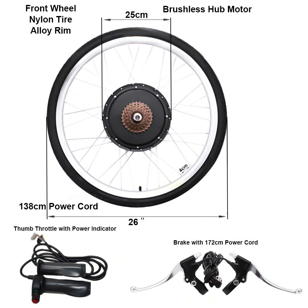 TOOL1SHOoo 48V 1000W 26-inch E-bike Electric Bicycle Rear Wheel Hub ...