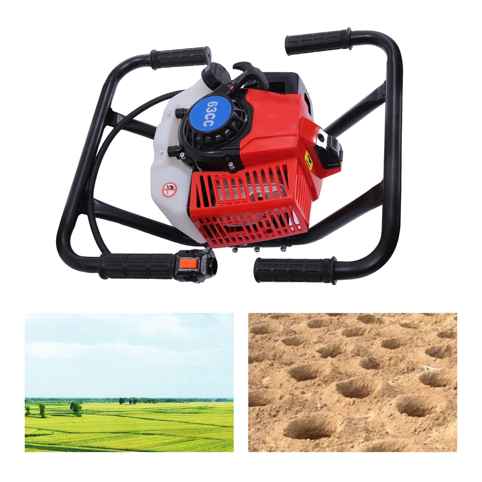 TOOL1SHOoo 63CC Post Hole Digger Gas Powered Earth Auger Drill Digging ...