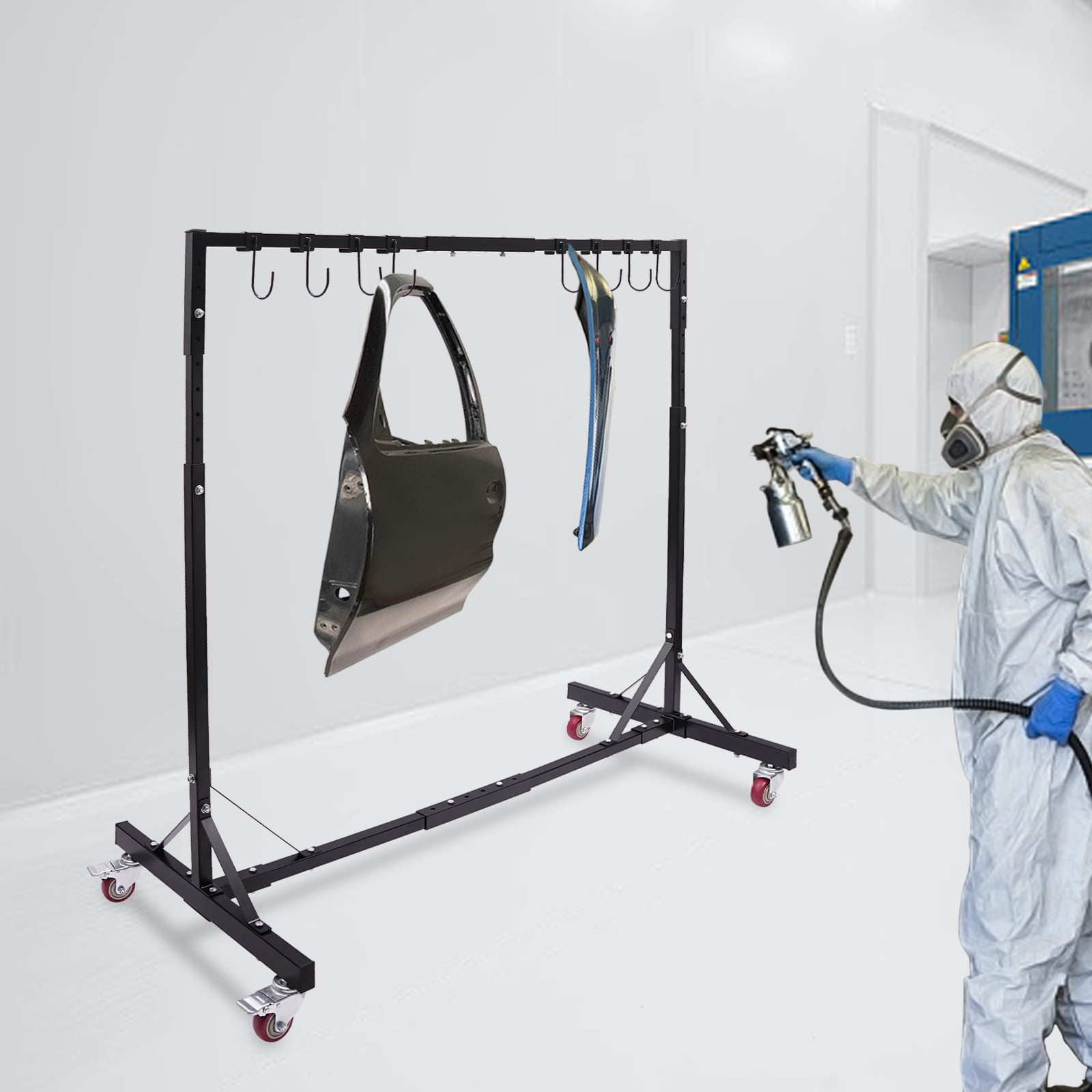 TOOL1SHOoo Adjustable Height 7ft Paint Hook with 8 Hook Hanger Rack ...