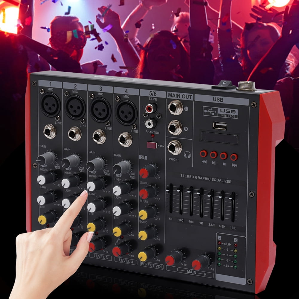 TOOL1SHOoo D6 6Channel Audio Mixer,Sound Mixing Console Line Mixer with ...