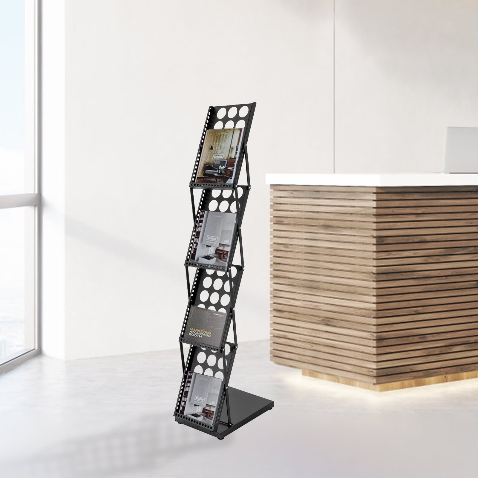 TOOL1SHOoo Display Stand&Foldable Magazine Rack with 4 Pockets for ...