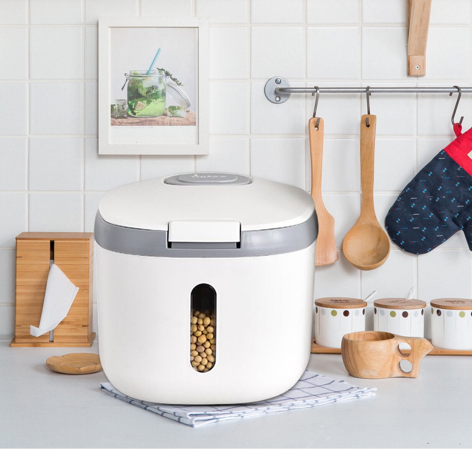 TOOL1SHOoo Large Sealed Grain Container with Measuring Cup Maximum ...